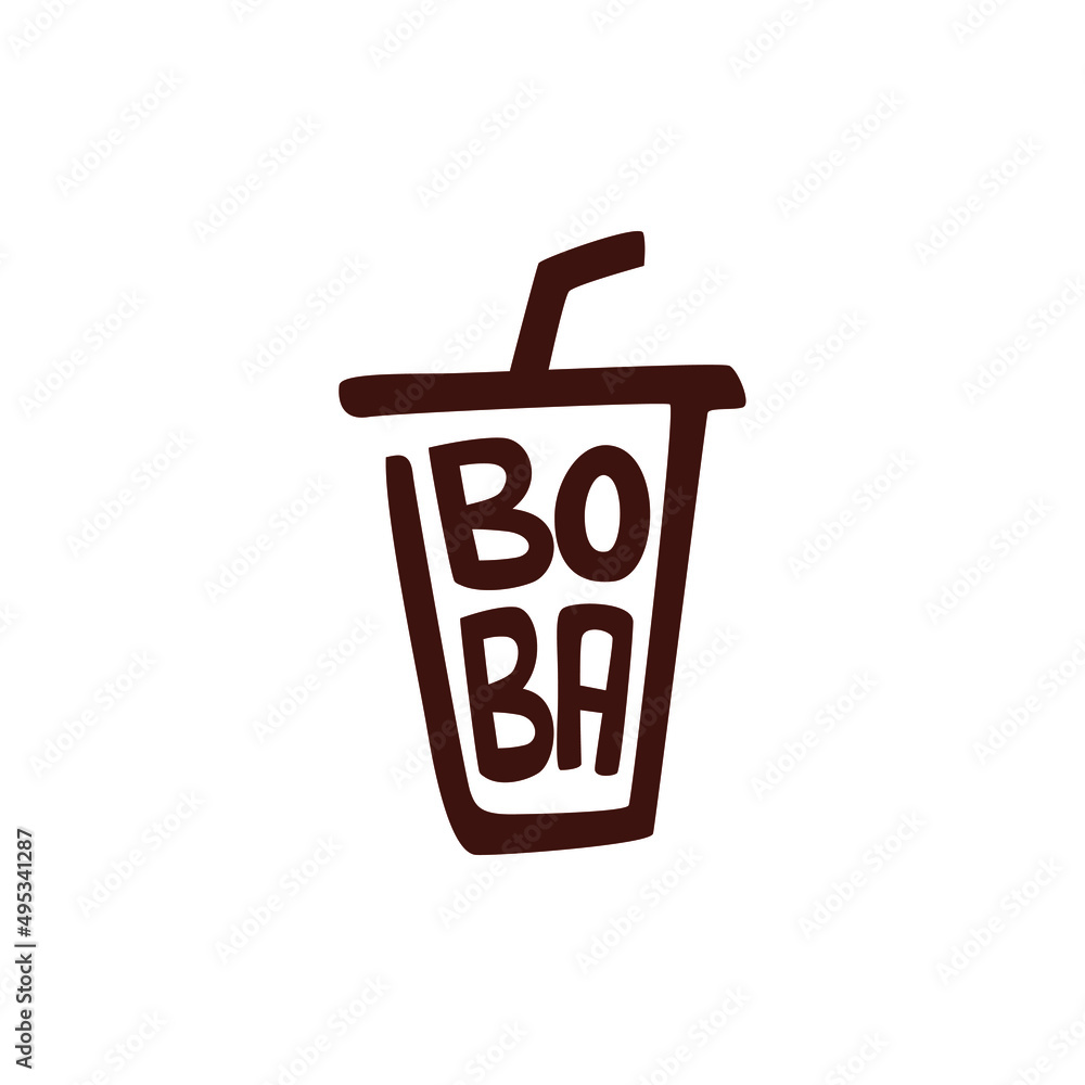boba logo. boba drinks logo design Stock Vector | Adobe Stock