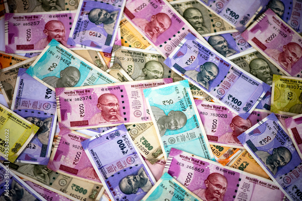 Various Indian paper currency background Stock Photo | Adobe Stock