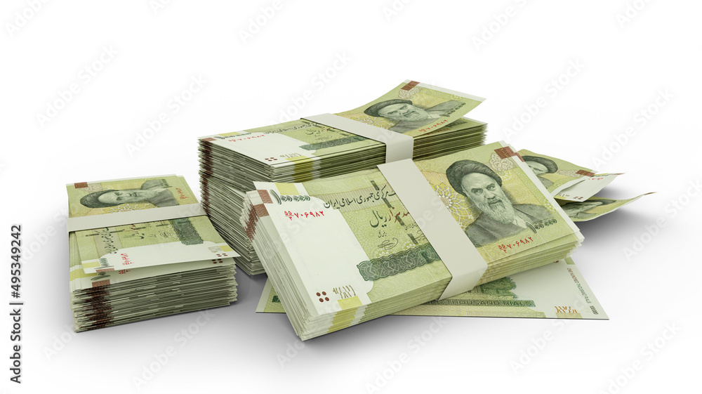3D Stack of 100000 Iranian rial notes Stock Illustration | Adobe Stock