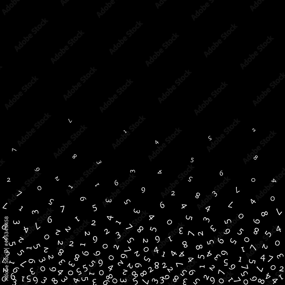 Falling numbers, big data concept. Binary white random flying digits ...