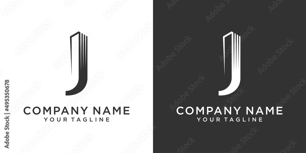 Initial letter J with building vector logo design Stock Vector | Adobe ...