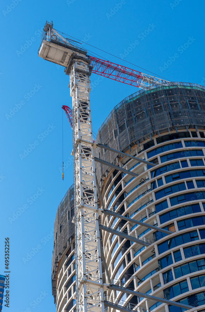 Melbourne, Australia, city apartment building under construction with a ...