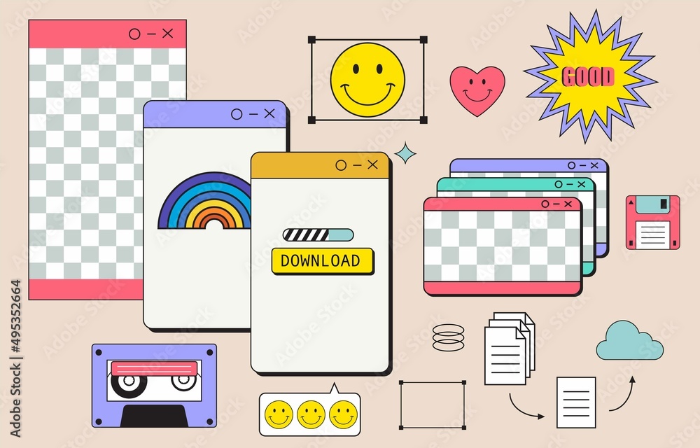 Poster Retro 90s and 80s background design with internet window 1990 ...