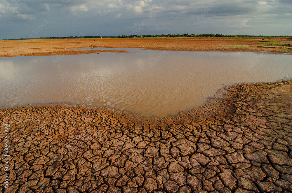 Dried lake and river on summer, Water crisis at thailand and Climate ...
