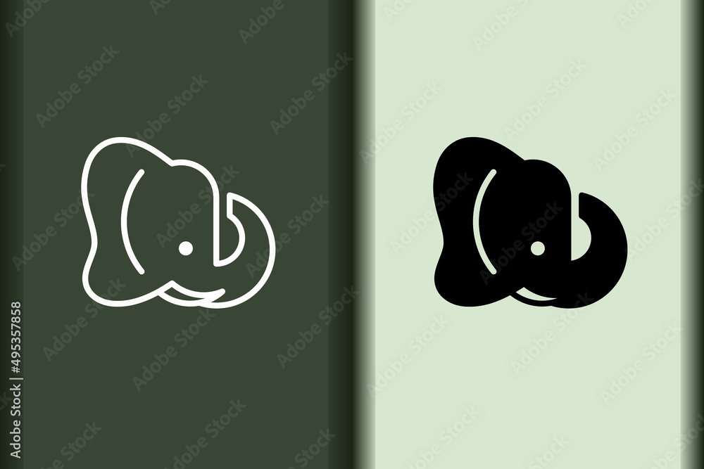 Vector of elephant logo design linear and silhouette icon minimal style ...