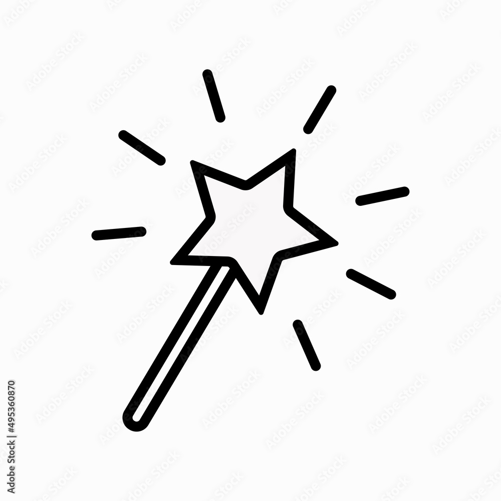 Magic wand outline icon. linear style sign for mobile concept and web design. Fairy wand simple ...