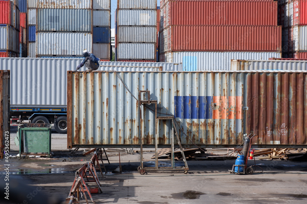 Repair area inside the container depot. These containers are providing ...