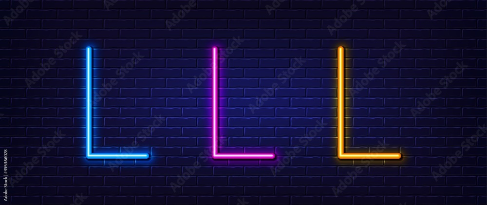 Initial letter L icon. Neon light line effect. Line typography ...