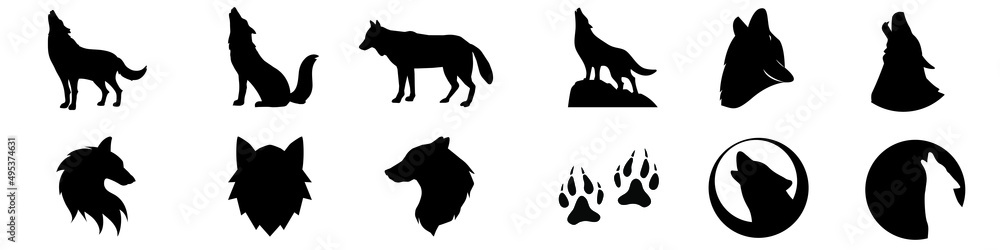 Wolf icon vector set. animals illustration sign collection. wild life ...