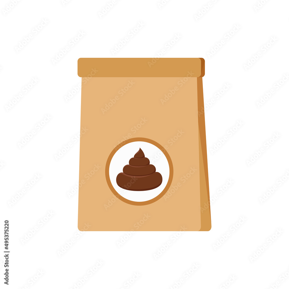 Poop bag for dog excrement icon isolated on white background. Paper ...