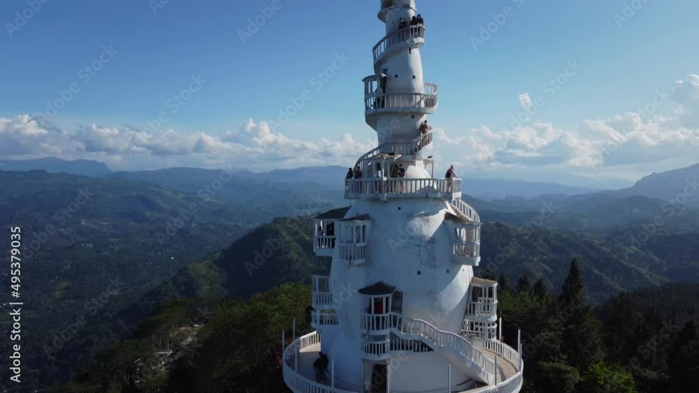 The most unusual temple. Tower with spiral staircase. Ambuluwawa ...