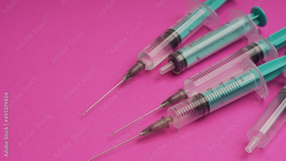 medical disposable syringe for injection in the hospital. plastic ...