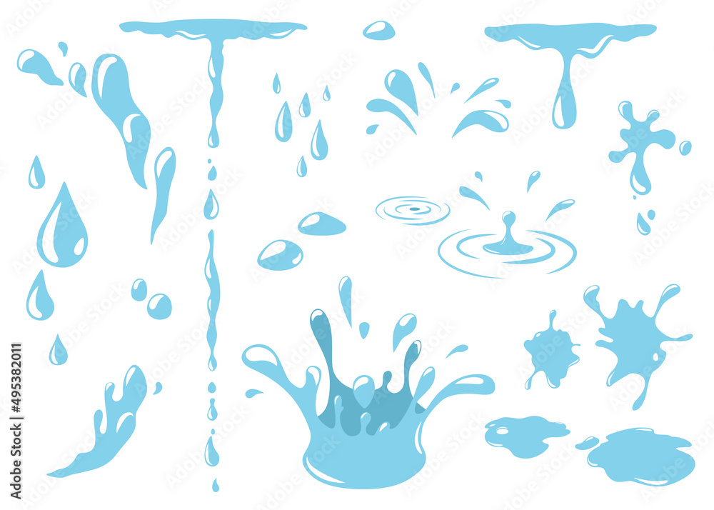 Water drops set vector background. Splash, drip, liquid droplet ...