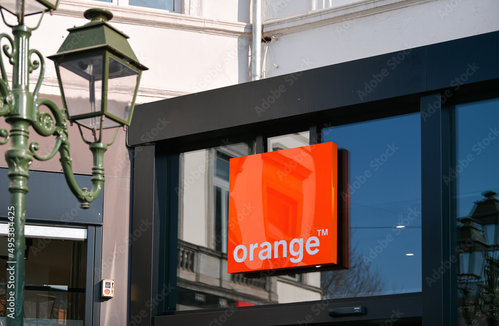 Logo sign of an Orange store. Orange is one of the most popular ...