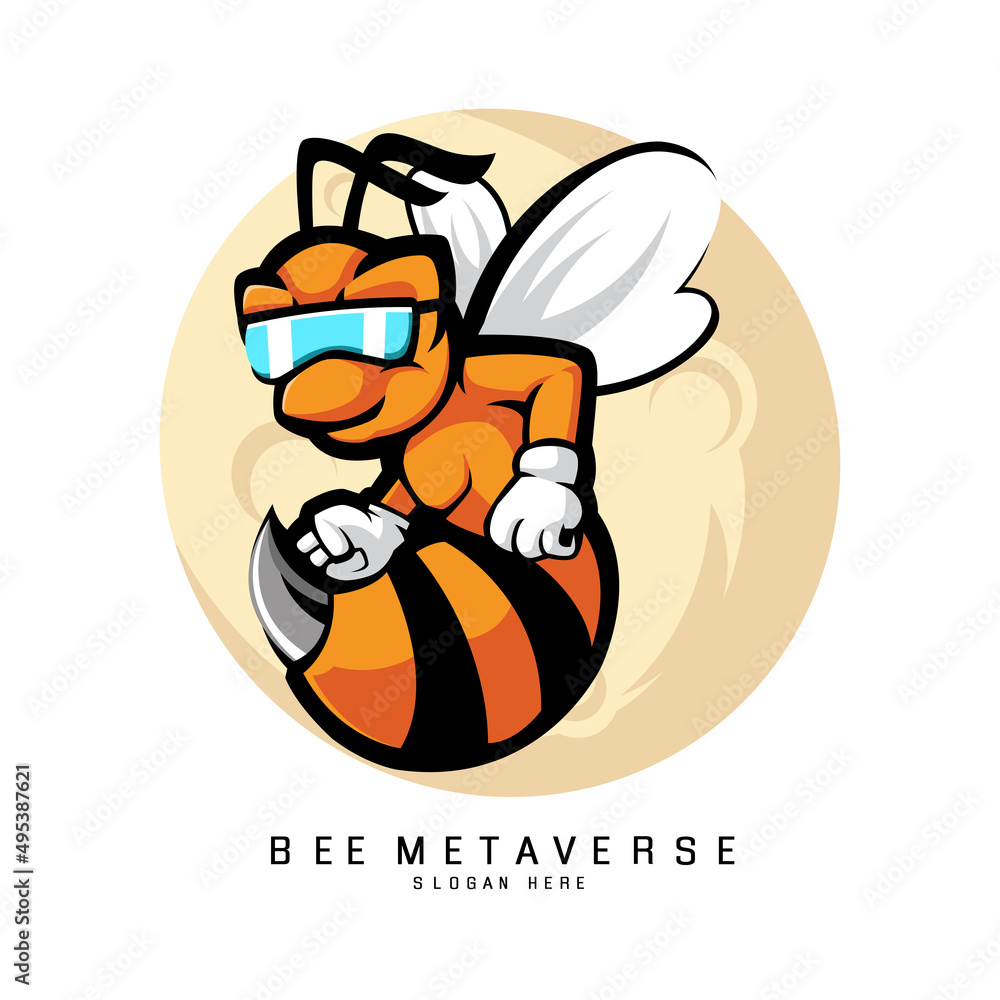 Bee mascot logo design vector with modern illustration concept style ...