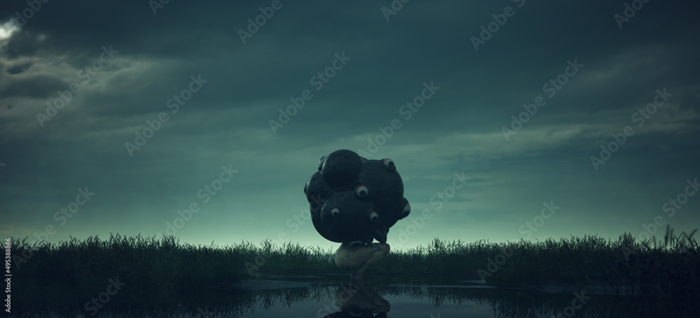 Alien Mind Control Body Snatcher Outer Space Woman Crouching Down Post ...