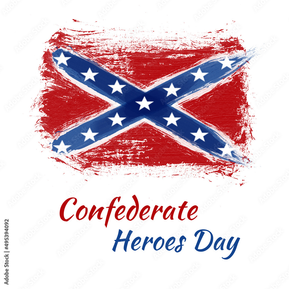 Watercolor Confederate flag on white background. Heroes Day. Stock ...