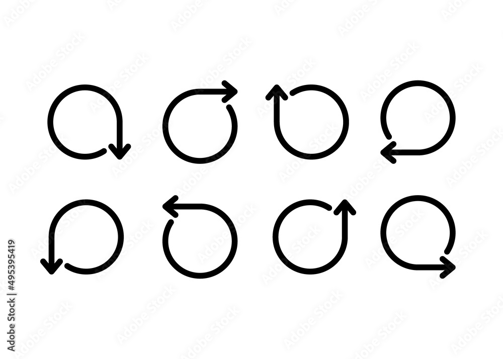 Set of black circle arrows, circular loop icon. Refresh, reload ... Set of black circle arrows, circular loop icon. Refresh, reload ...
