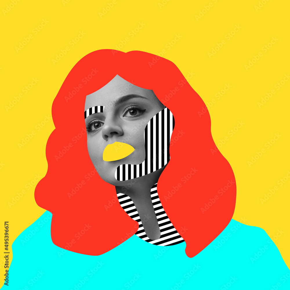 Contemporary colorful and conceptual bright art collage. Modern design ...