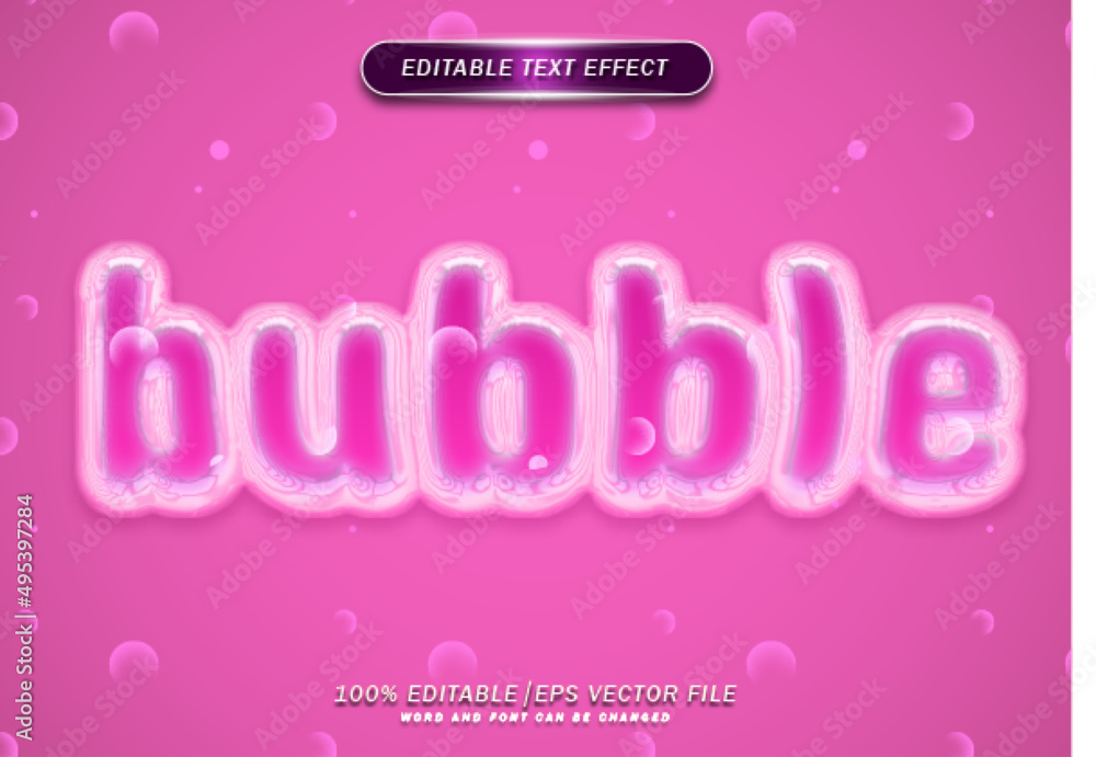Pink bubbles text style effect. editable font effect Stock Vector ...