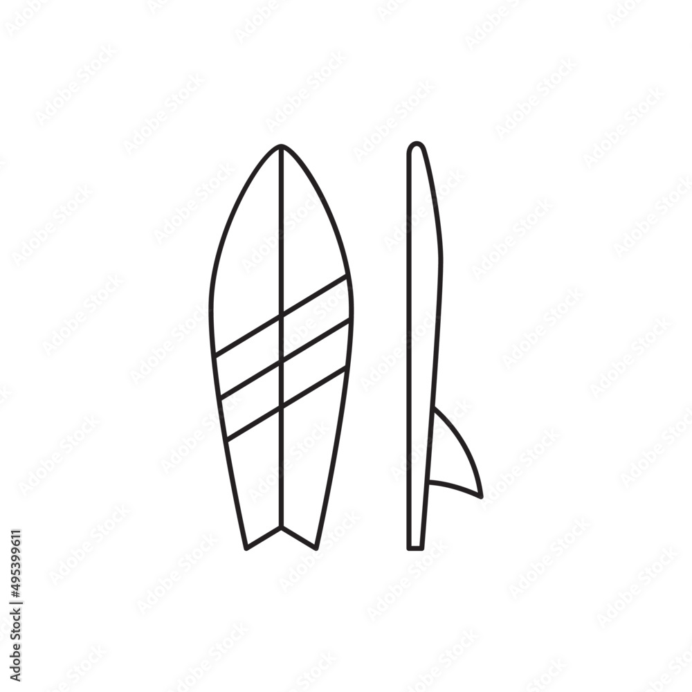 Surf board icon line style icon, style isolated on white background ...