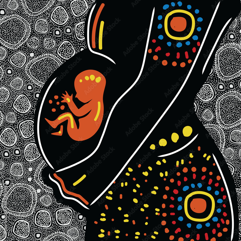 Art of a pregnant woman in aboriginal style Stock Vector | Adobe Stock