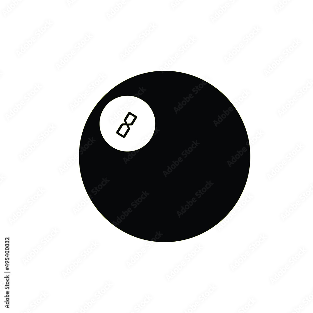 black and white cartoon sports ball icons EIGHT 8 Snooker vector ...