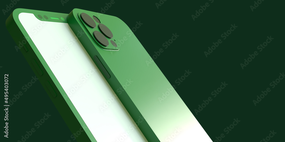 Smartphone,cellphone,telephone object model green color technology ...