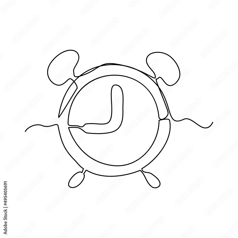 Line Drawing Clock Icon Stock Vector | Adobe Stock