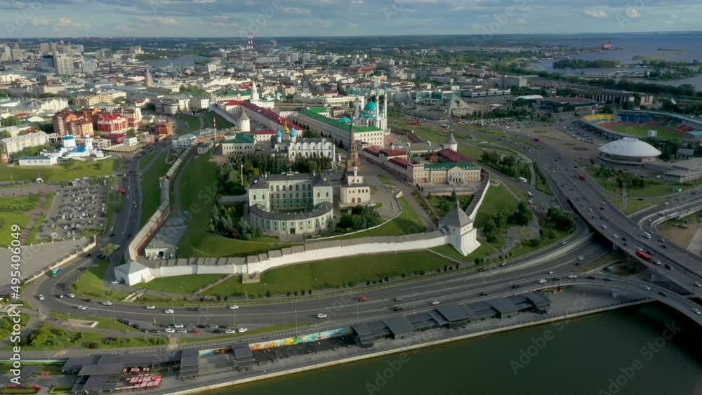 Panoramic summer footage of Kazan Kremlin. Tatarstan, Russia. Capital ...