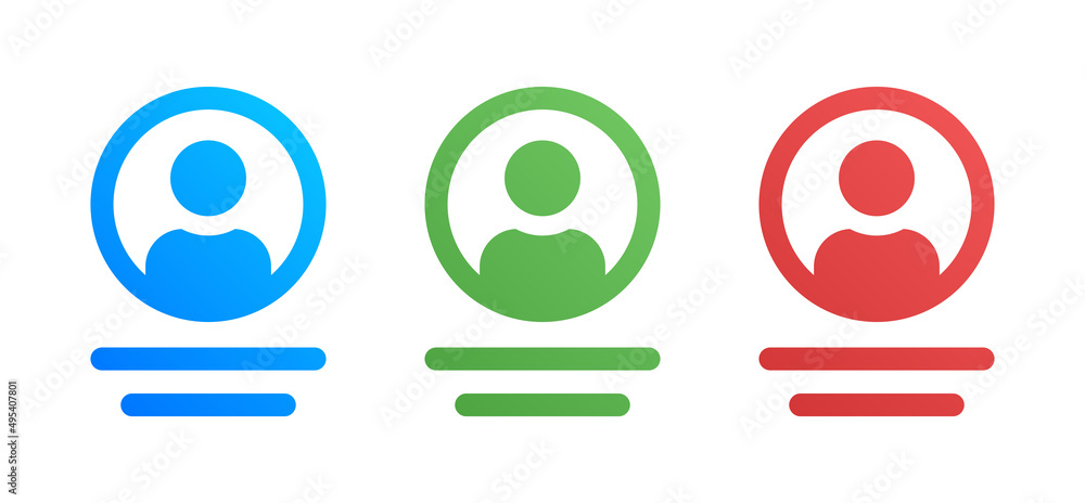 User profile account icon collection. Login symbol vector illustration ...