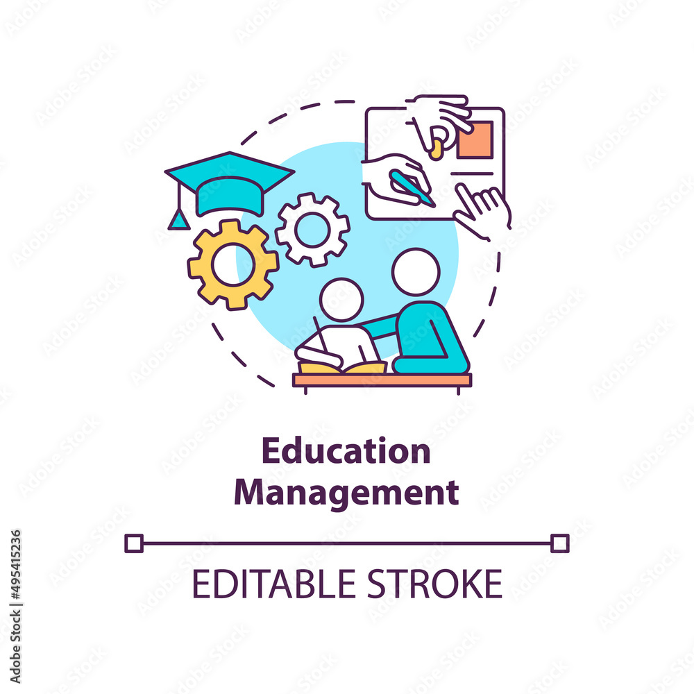 Education management concept icon. Academic system. Social planning ...