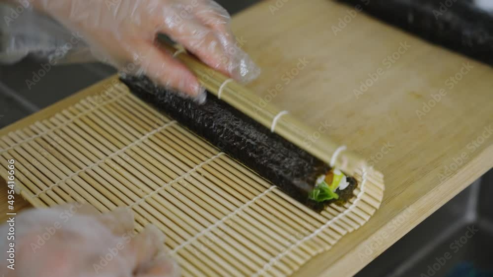How to make Korean food Tuna Gimbap - After Rolling Kimbap with Bamboo ...