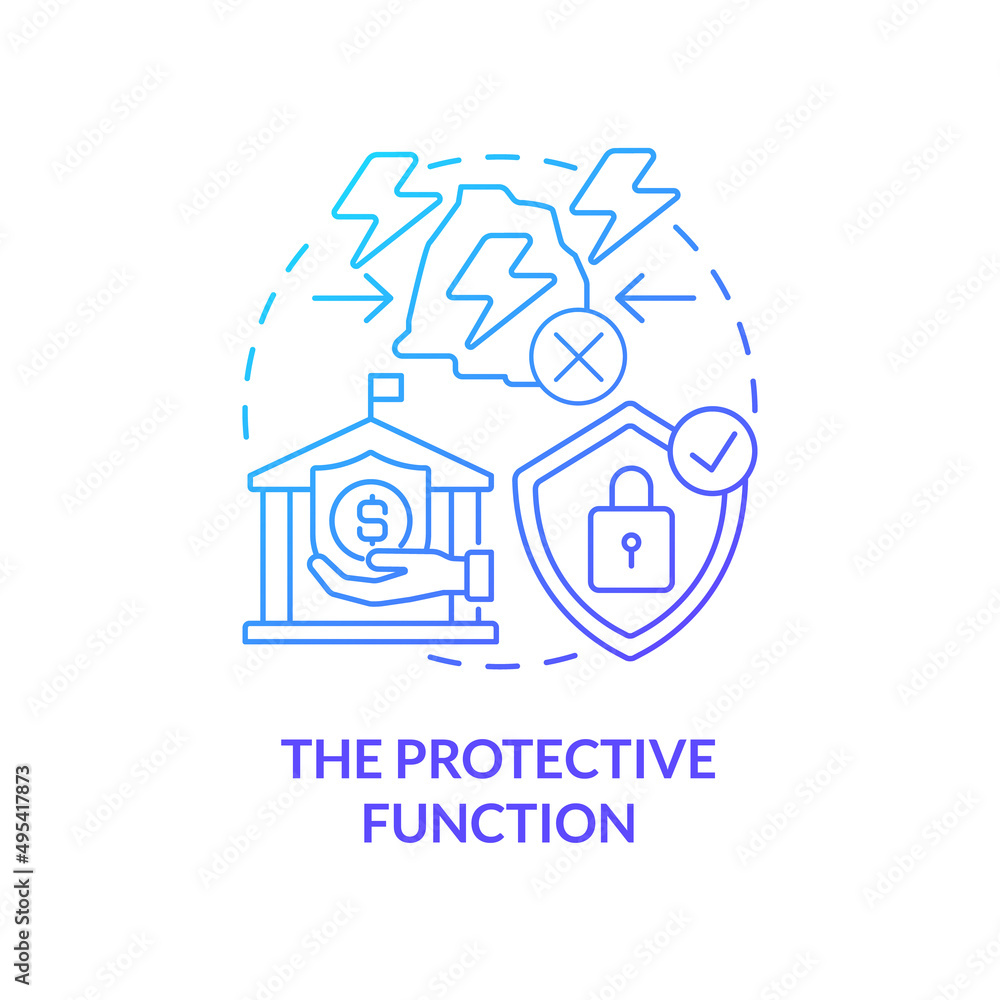 Protective function blue gradient concept icon. Financial safety ...