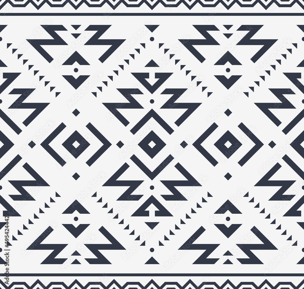 Tribal Seamless Pattern. Monochrome Ethnic Geometric Vector Background ...