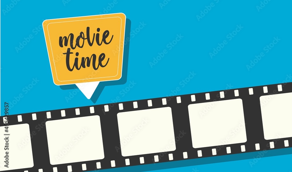 Movie time banner for the cinematic projects. Home cinema concept ...
