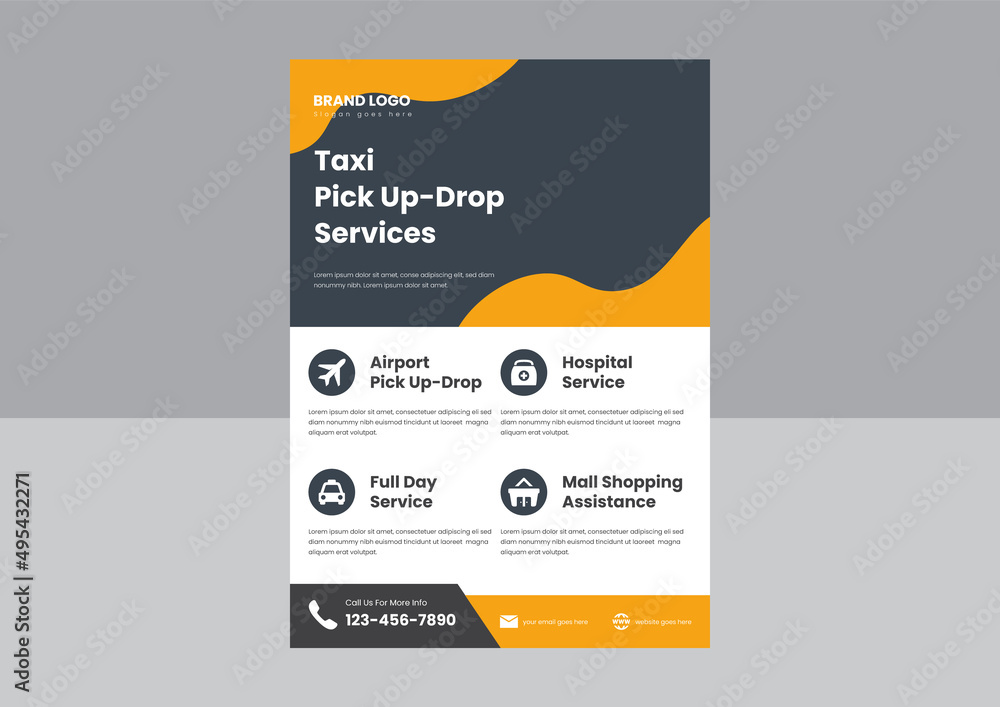 taxi pickup services flyer poster design. taxi service calls us flyer ...
