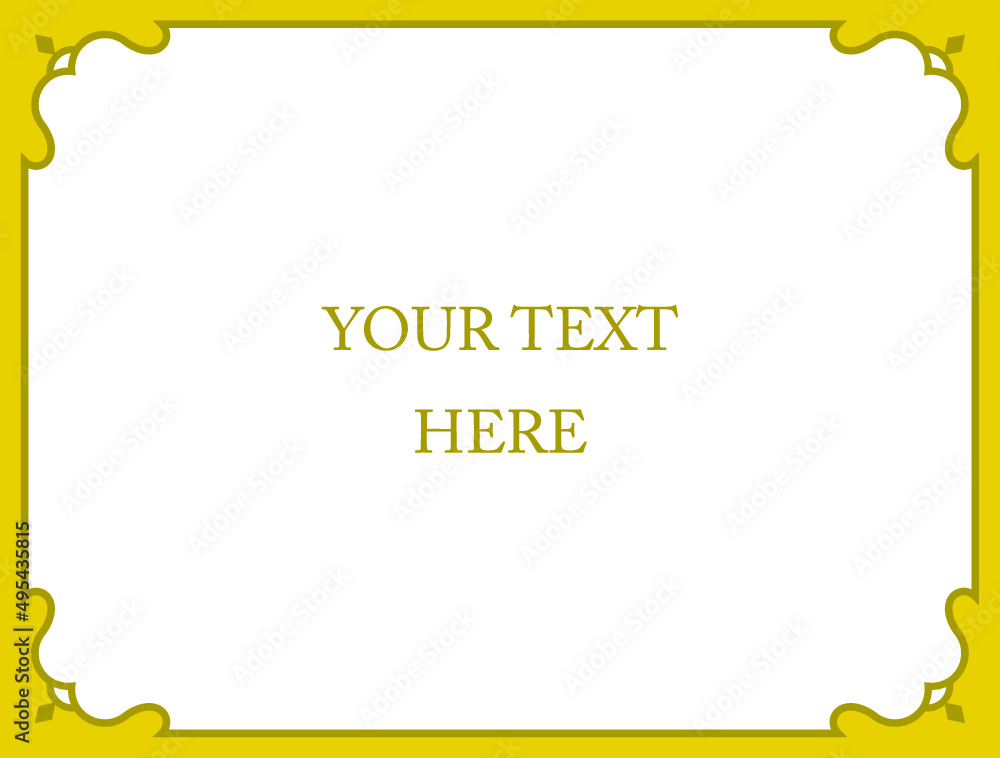 Vintage golden yellow vector background with border frame. Retro style ...