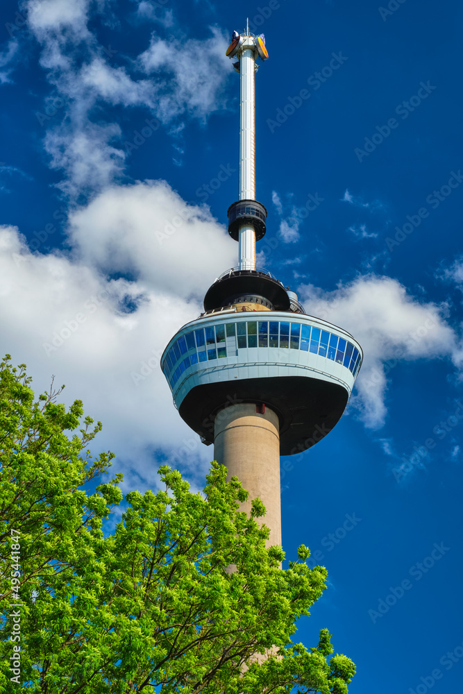 Rotterdam, Netherlands - May 14, 2017: Euromast is 185 m observation ...
