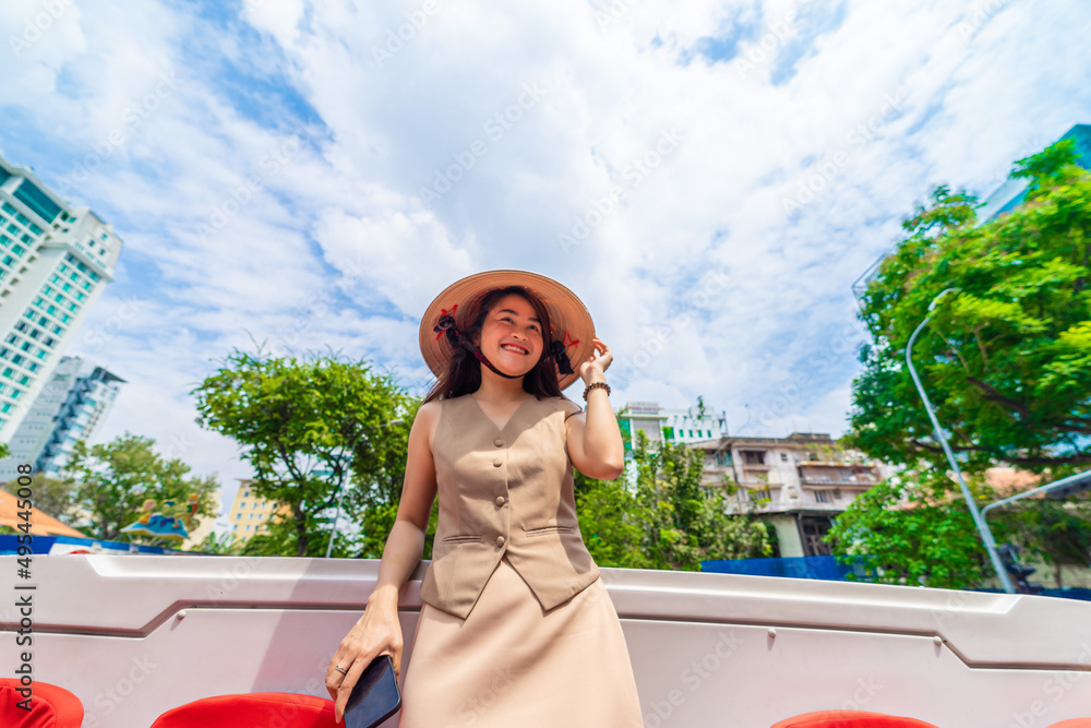 Sightseeing tour buses in Ho Chi Minh city, Vietnam. Hop on hop off ...