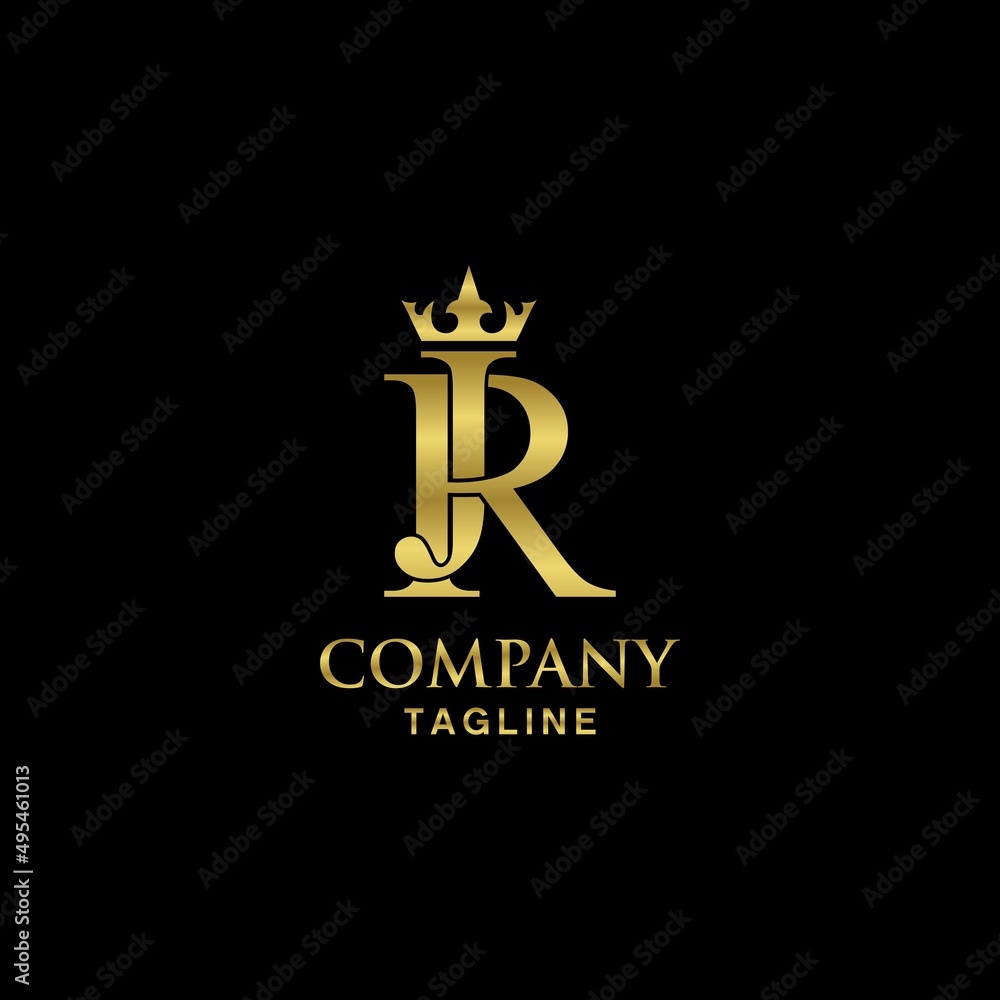 luxury letter JR crown logo design Stock Vector | Adobe Stock