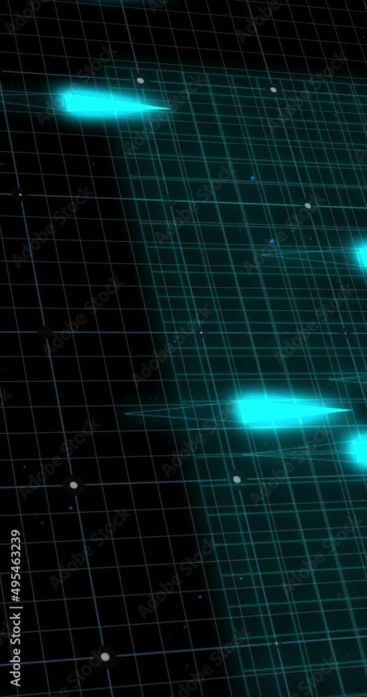 Abstract data visualization in grid with candles chart. Spikes blinking ...