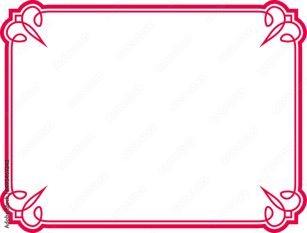Bright red frame. Vintage vector border on white background Stock ...