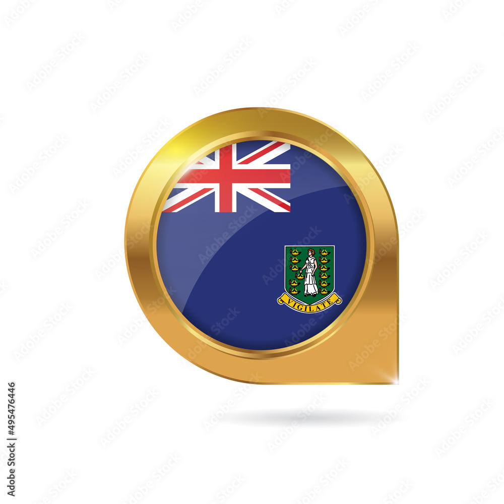 Vecteur Stock Flag of British Virgin Islands, location map pin, pointer ...