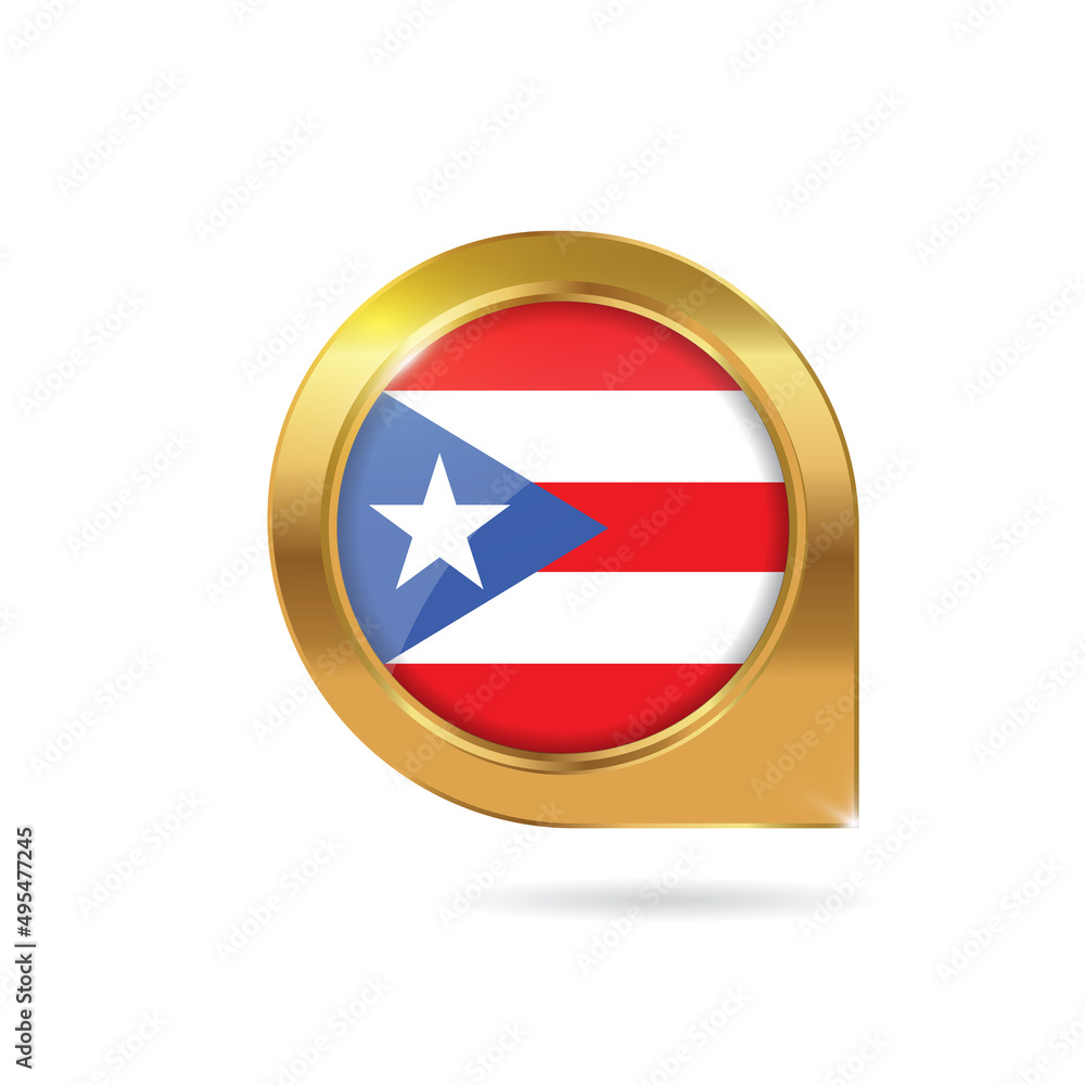 Vecteur Stock Flag of Puerto Rico, location map pin, pointer flag ...