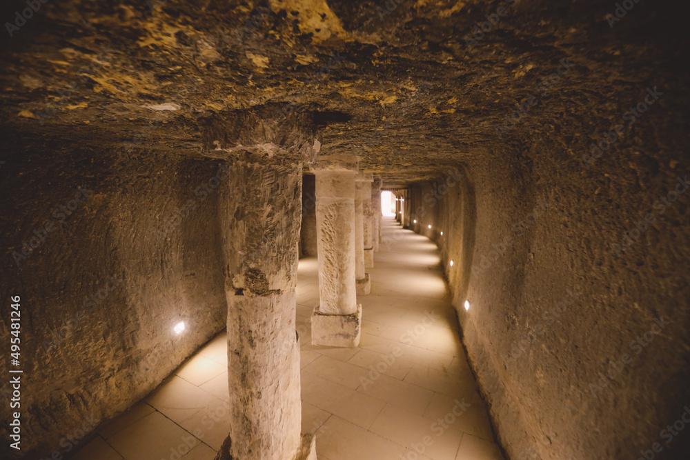 Poster Inside View of the Brick Walls and Stone Columns of the Ancient ...