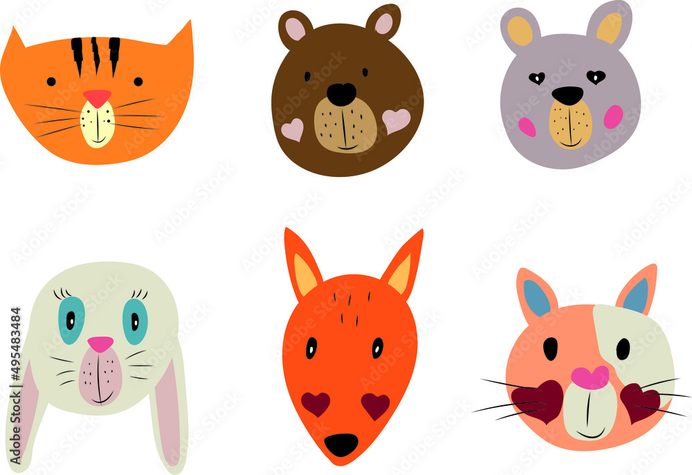 Vector image of doodle animals. Animals for children. The rotten ...