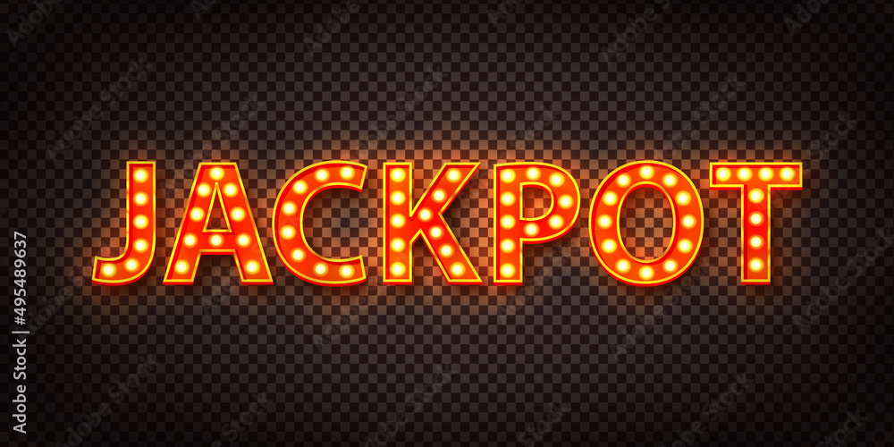 Vector realistic isolated neon marquee text of Jackpot on the ...