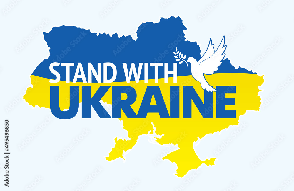 Vecteur Stock Map and ukrainian national flag with dove of peace and ...