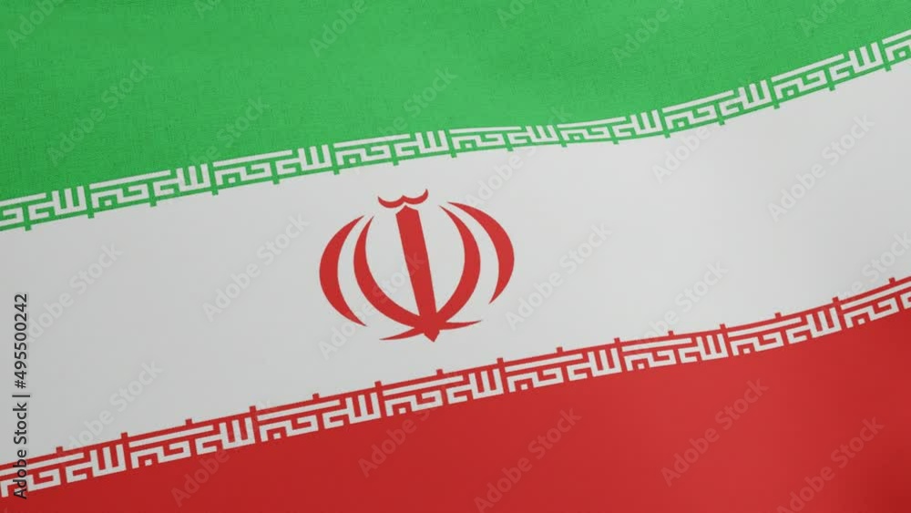 National flag of Iran waving original size and colors 3D Render ...
